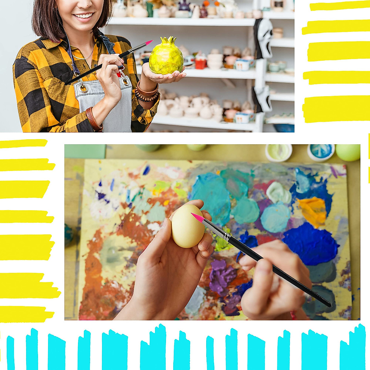 Sdanart Professional Silicone Rubber Tip Paint Pens Brushes，5pcs Silicone Paint Brush，Silicon Color Shapers Brushes，Rubber Paint Brush，Silicone Artist Brushes，Flexible Clay Sculpture Tools （Size 8）