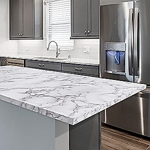 Caltero Marble Contact Paper 15.7" x 118" White Grey Marble Wallpaper Peel and Stick Glossy Marble Contact Paper Self Adhesive Contact Paper for Countertop Kitchen Cabinets Bathroom