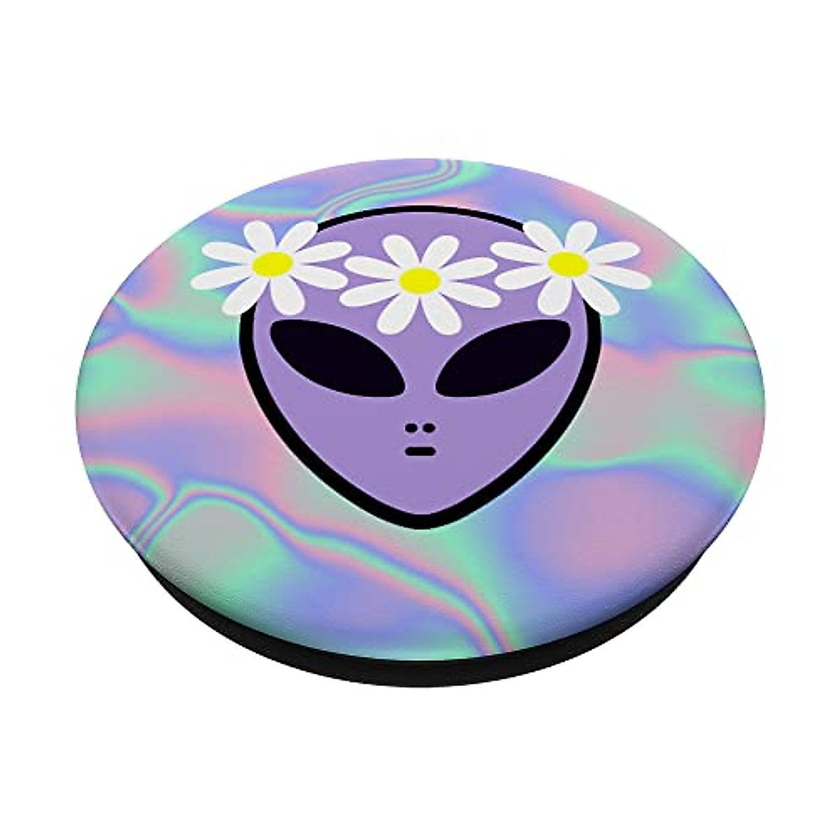 Cute Alien Face Head Hippie Flower Crown Pastel Cyber Y2K PopSockets Swappable PopGrip