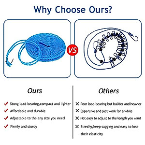 3 Pack Clothesline Adjustable Nylon Windproof Clothes Drying Rope, 5m/16.4ft Durable Camping Clothesline Portable Clothes Drying Line Indoor Outdoor Laundry Storage for Travel Home Use