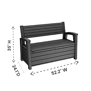 Generic Hudson Stylish and Plastic Outdoor Storage Bench, Perfect for organizing Garden Tools and Accessories While Providing Extra 2 Seating in Graphite Gray
