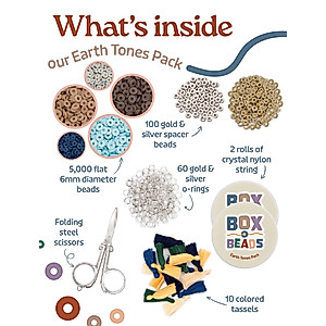 Clay Beads Bracelet Making Kit by Box-O-Beads, 6000 pcs Polymer Clay Heishi Beads for Bracelet & Jewelry Making, DIY Bracelet Making Kit for Kids & Teens Ages 8-12, 24 Earth Tone Colors, 6mm Beads