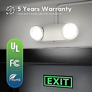 FREELICHT 4 Pack Exit Sign with Emergency Lights, Two LED Adjustable Head Emergency Exit Light with Battery Bundle 4 Pack Emergency Light, Emergency Lights for Business