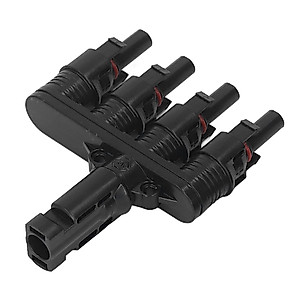 4 To 1 Solar Panel Connectors, 1000VDC Crimping Connection Anti Aging IP67 Waterproof Dustproof PPO Solar Panel Connectors for Outdoors