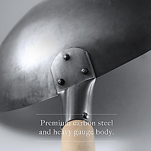 Mammafong Round Bottom Carbon Steel Wok Pan - Authentic Hand Hammered Woks and Stir Fry Pans - 12-inch Pow Wok for gas stoves