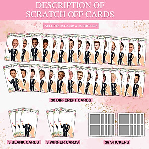 Eyouyeqi Bridal Shower Games - Who Has The Groom Scratch Off Celebrity Cards - Elegant Floral Bachelorette Party Game Favor Decor- Wedding/Engagement Party Ideas Activities - 36 Mini Size Cards(05)
