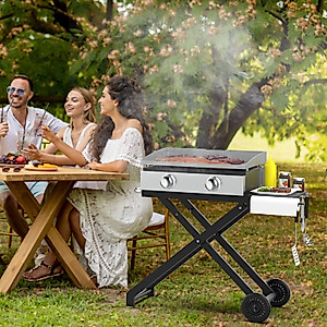 Portable Grill Cart for Blackstone 17 Inch & 22 Inch Table Top Griddles, Folding Cart Griddle Stand with Side Shelf for Blackstone 17" 22" Grills, Backyard, Camping and Outdoor Cooking