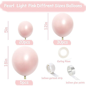 Pearl Pink Balloons Double Stuffed Light Pink Balloons Thick Latex Macaron Baby Pink Different Sizes 18/12/5in Pastel Pink Balloon Arch Kit For Baby Shower Wedding Birthday Party Decor