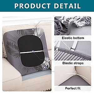 hyha Printing Sofa Couch Cushion Covers, Replacement Individual Seat Cushion Covers, Magic Sofa Covers Washable for Sectional Pets, Pattern Sofa Slipcovers (1 Cushion Armchair, Grey Feathers)