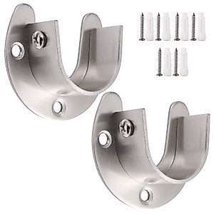 Creatyi Heavy Duty Closet Rod Brackets Closet Shower Rod Bracket Closet Rod Holders Closet Pole Sockets Closet Rod Supports for 1 1/4 Inch Rod (2 PCS, Silver)