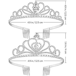 FRCOLOR Crystal Tiaras For Women 2 Pack Crown With Comb Princess Crown Jewelry Bridal Wedding Prom Birthday Crown Halloween Christmas Costume