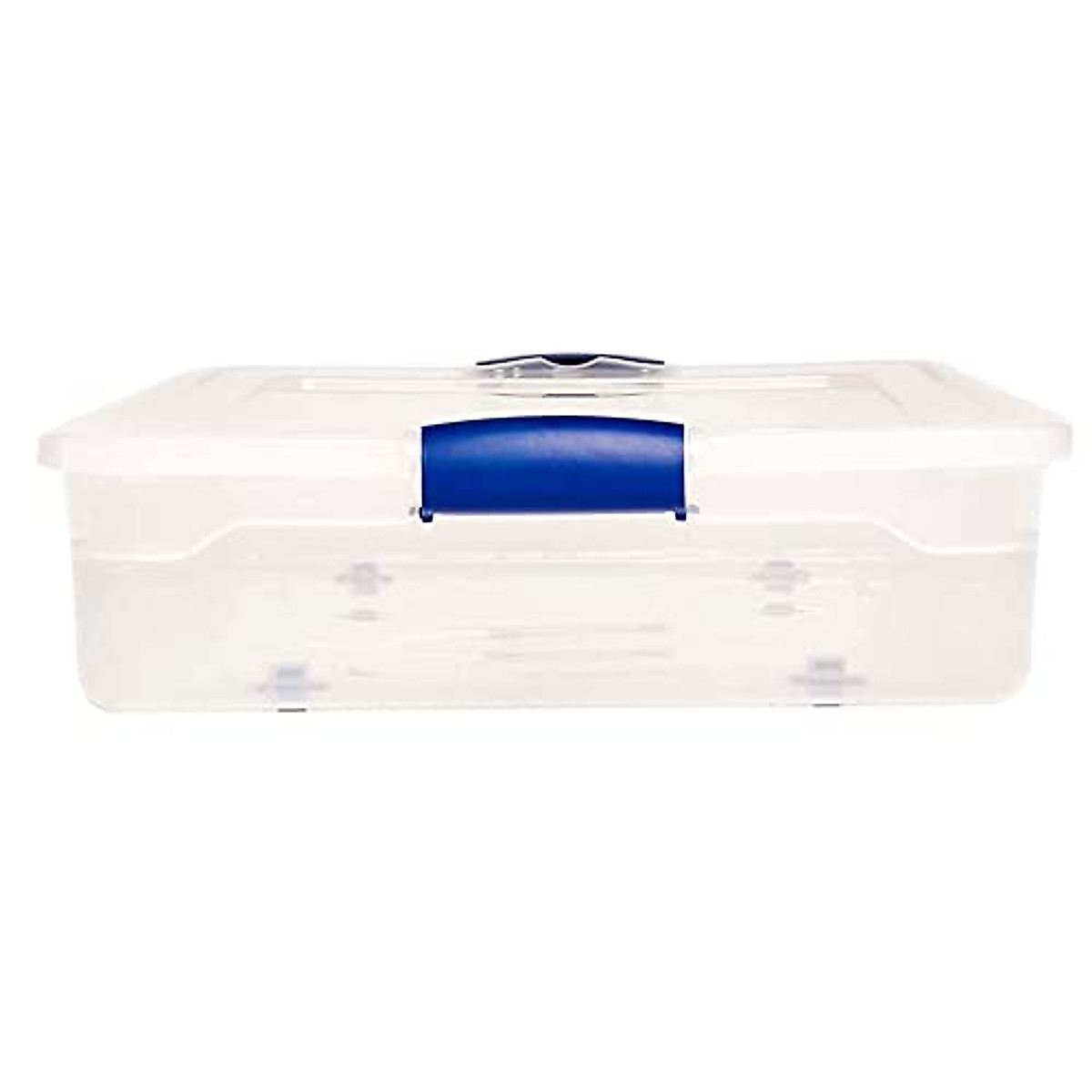Homz Multipurpose 60 Qt Underbed Secure Latching Clear Plastic Storage Container with Snap-On Lid and Wheels for Home & Office Organization, (2 Pack)