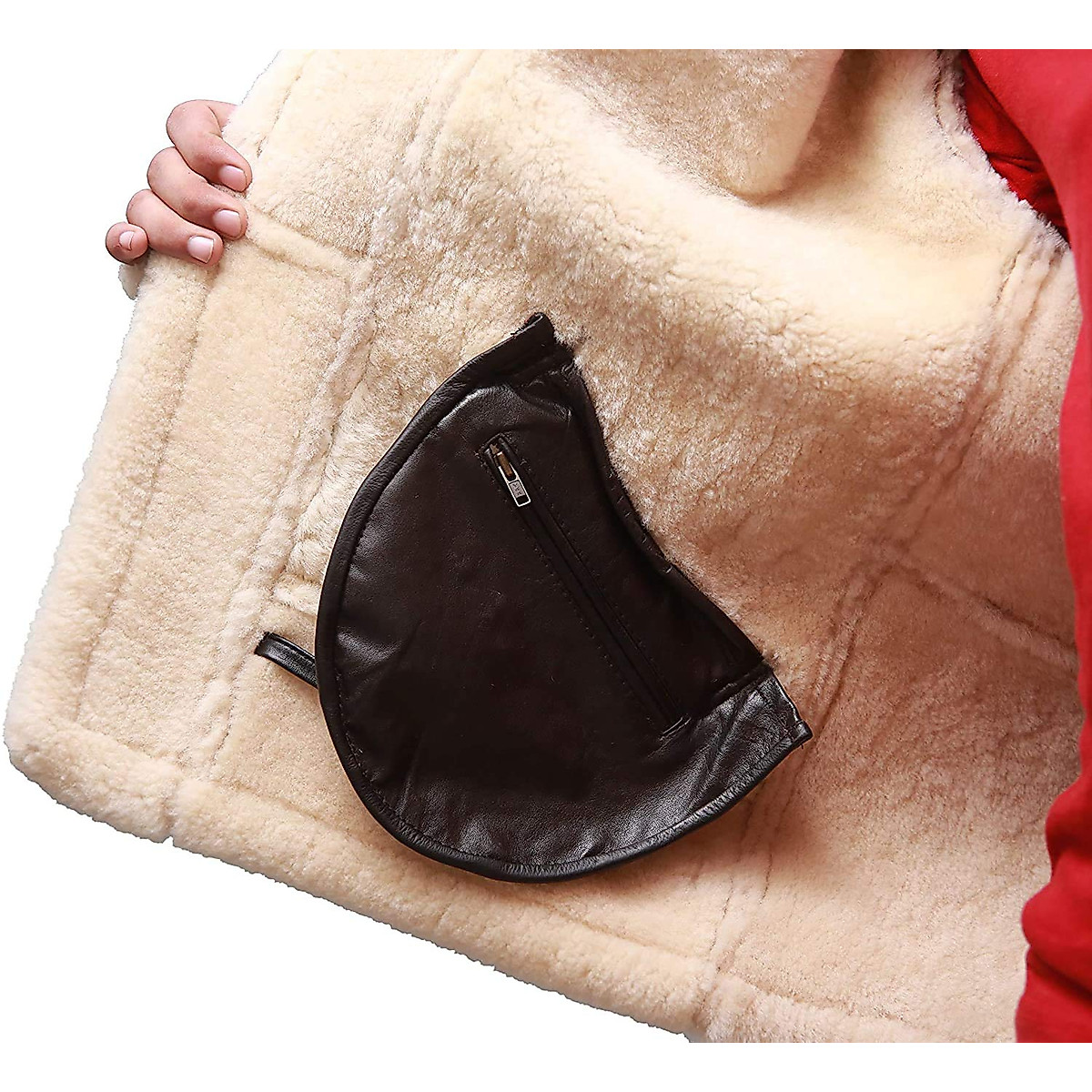 MARCO ENZOLANI B3 Bomber Jacket Aviator Real Shearling B3 Bomber Jacket Winter (Brown, xl)