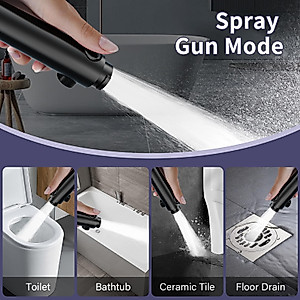 HOWUWEY Sink Hose Attachment With 5 Adapters, Tub Sprayer, 3 Spray Modes Shower Head, ON/OFF Button, Filtered Sprayer for Faucet (Matte Black)