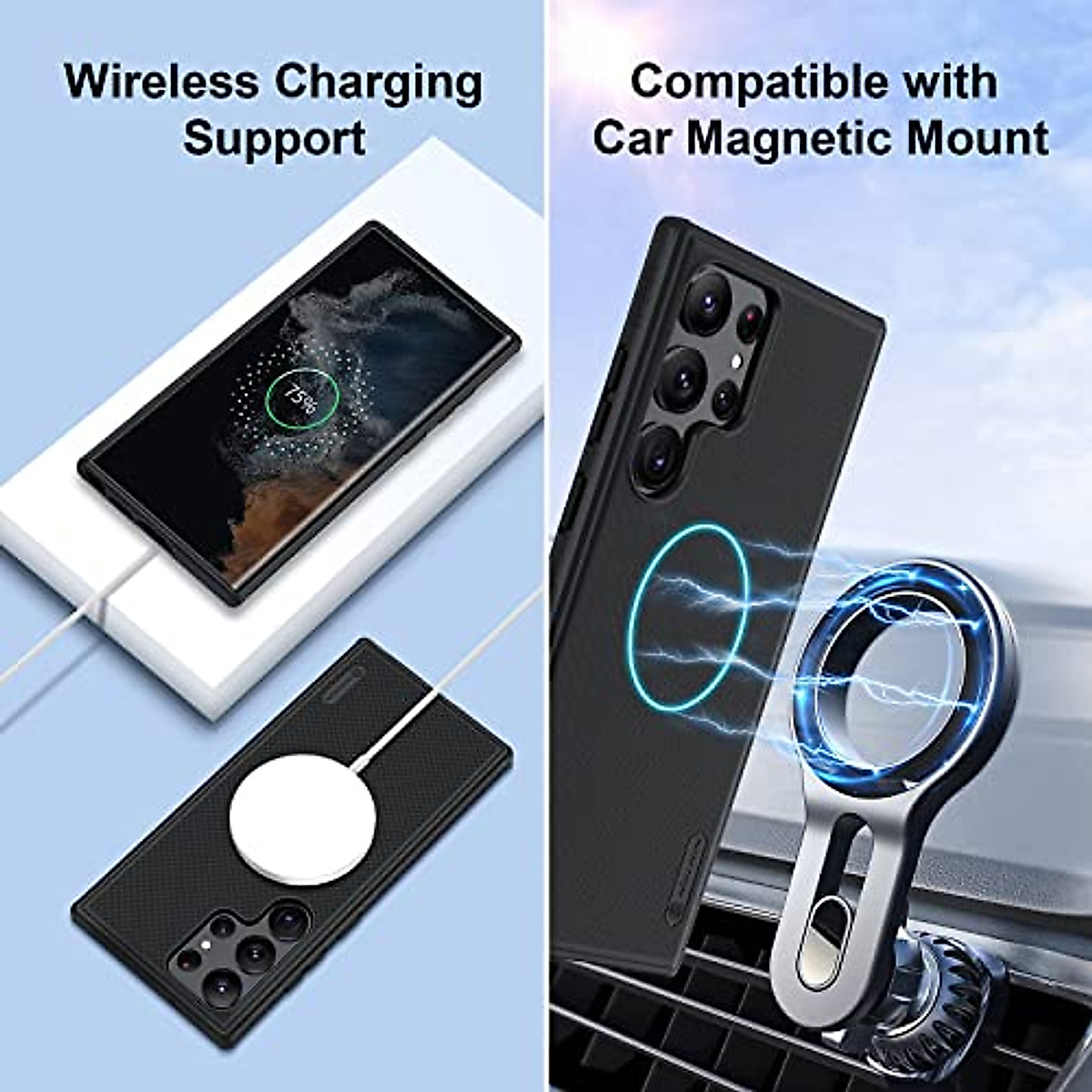 Nillkin Frosted Shield Magnetic Case for Galaxy S23 Ultra 6.8 - Rugged Shockproof 5G - Black