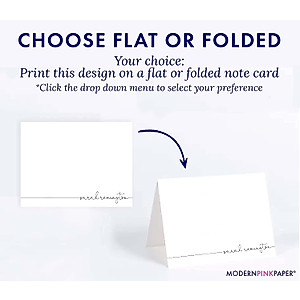 Elegant Personalized Stationery for Women, Personalized FLAT OR FOLDED Note Cards with Envelopes, Script Style, Your Choice of Colors and Quantity