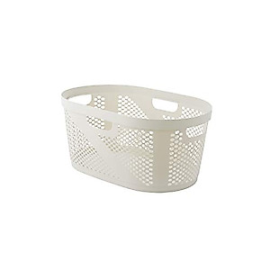 Superio Superio Plastic Laundry Basket, 40 Liter, Dotted Design (Ivory)