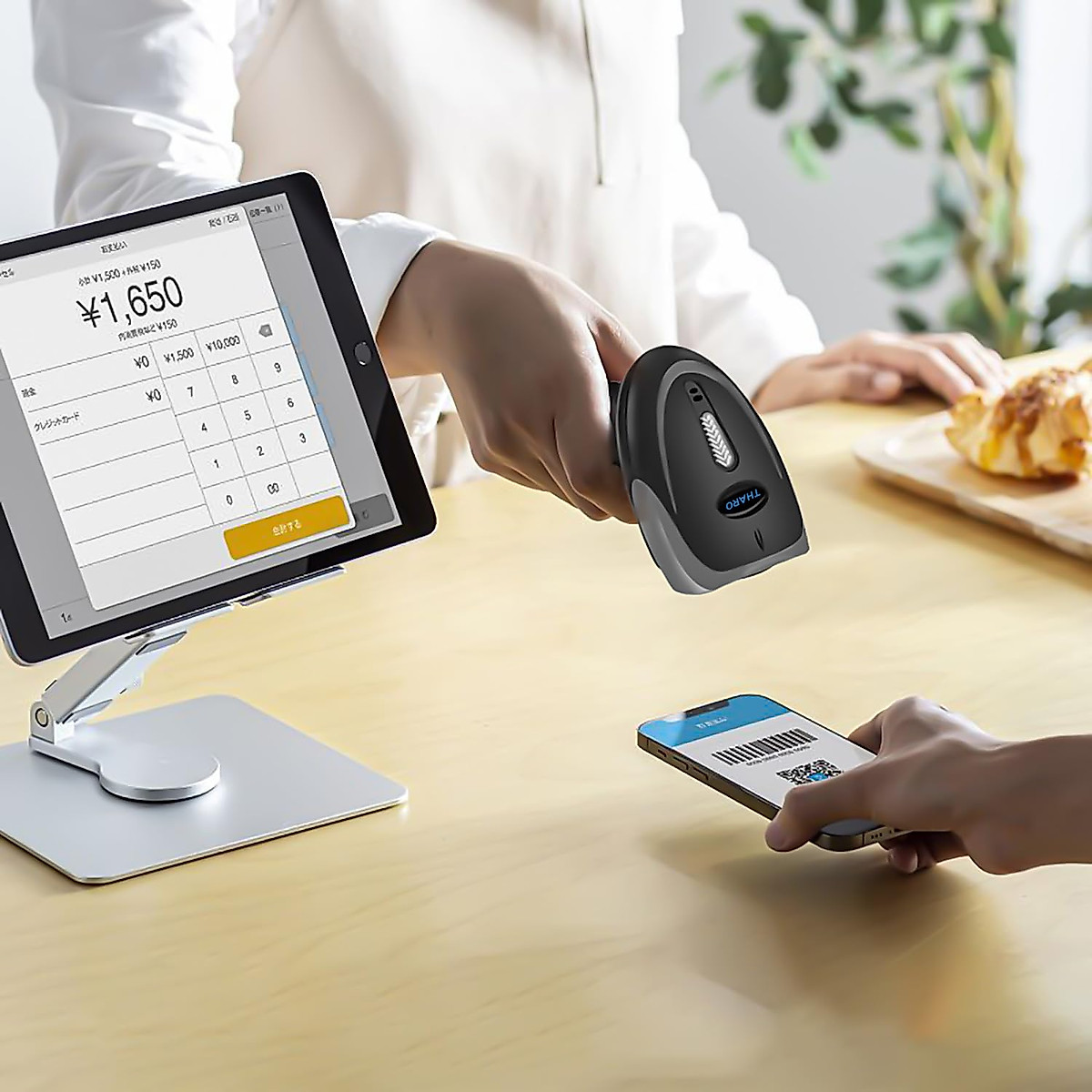 THARO USB 2D QR Handheld Barcode Scanner Wired, 2D 2.4G Wireless Barcode Scanner, Fast Scan for Windows Mac and Linux PC Computer Plug and Play (2D Wireless)
