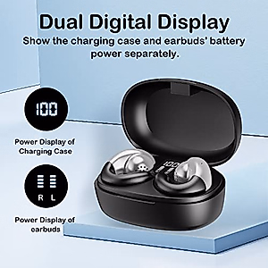 Mnvesz Wireless Open Ear Headphones, Wireless Bone Conduction Headphones Open Ear Clip Headphones Bluetooth, Clip On Wireless Earbuds Headphones Cycling Running Workout Ear Buds (Black)