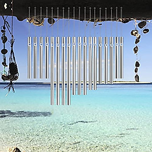 sansheng 90pcs (5 Different Length) Wind Chime Tubes for Home Garden Outdoor Hanging Decorations, Tone Empty Tubes with Wind Chime line 150 Yards(Silver)