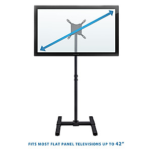 Mount-It! Portable TV Floor Stand | Universal Pedestal for 13-42 Inch TVs and Monitors | Height Adjustable 29.5-52 Inches | VESA up to 200x200 mm | Lightweight Indoor & Outdoor TV Mount with Tilt