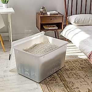 IRIS USA 132 Quart/36 Gal. Stackable Plastic Storage Bins with Lids and Latching Buckles, 3 Pack - Pearl, Containers with Lids, Durable Nestable Closet, Garage, Totes, Tubs Boxes Organizing