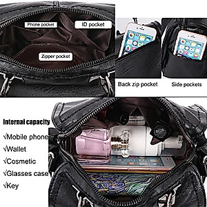 YOUNXSL Shoulder Bag and Purse for Women PU Leather Handbag Multi-pocket Top-Handle Satchel Ladies Bowknot Tote(Black)