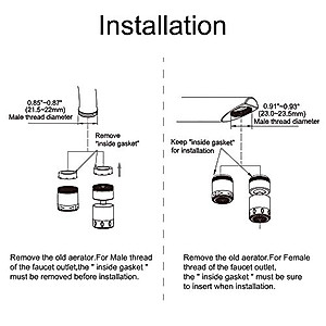 YOO.MEE Dual-function 2-Flow Kitchen Sink Aerator, 360-Degree Swivel Faucet Aerator with Dual Spray, Chrome