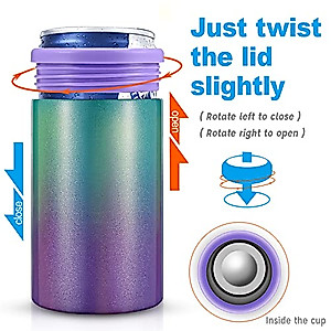 Can Cooler for 12oz Standard Can/Bottle Cooler, Stainless Steel, Dishwasher Safe, Double-Wall Insulated Can Sleeve for Standard Size 12oz Beer/Drinking Can Cooler Bottle (Purple Green)