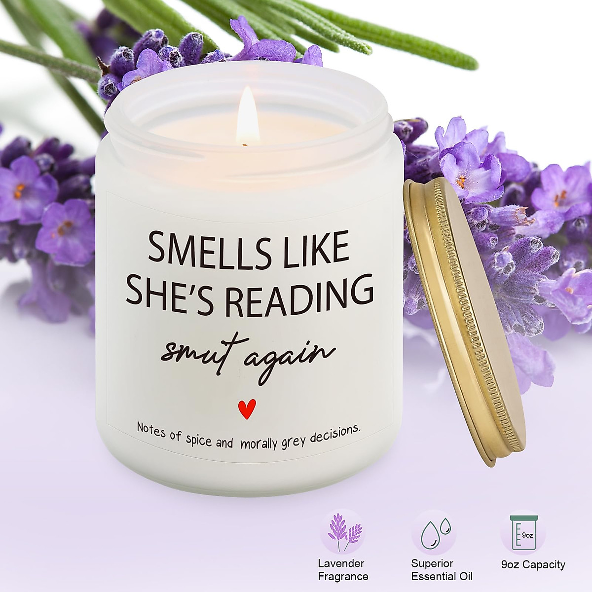 Bookish Gifts, Reading Gifts, Smutty Book Gifts for Book Lover, Bookworm, Librarian - Book Themed Gifts, Funny Christmas Gifts for Women, Readers, Book Lovers Gifts - Smut Candle