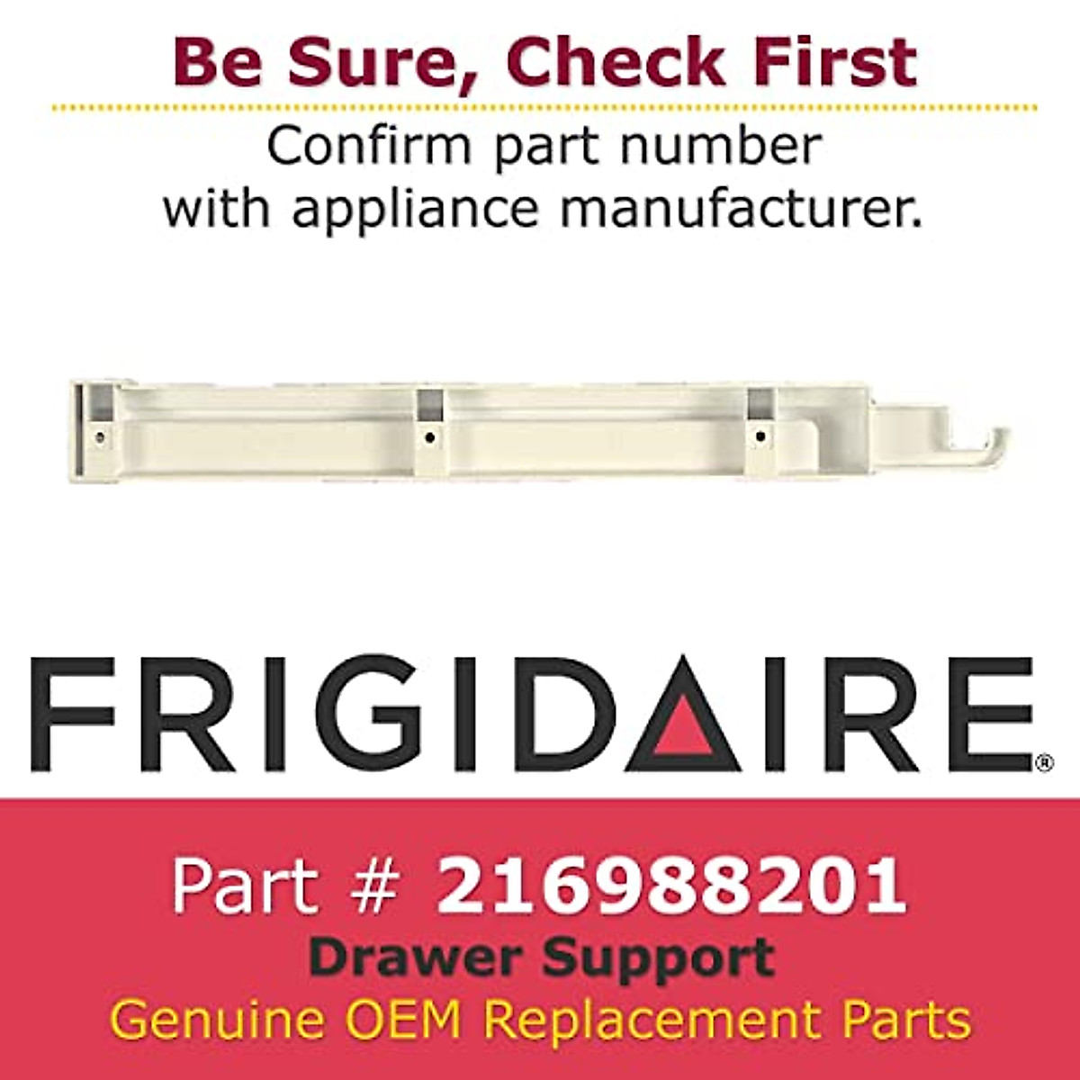 Frigidaire 216988201 Refrigerator Drawer Support