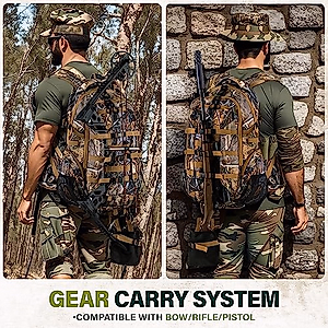 GoHimal 600D Waterproof Hunting Backpack, 30L Camo Hunting Pack with Fanny Pack for Rifle Bow Gun