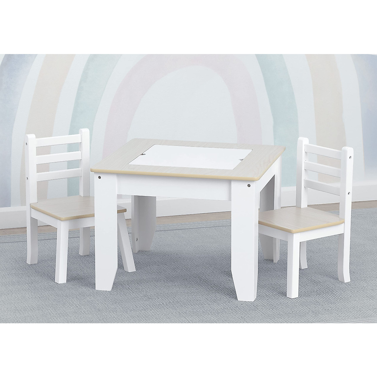 Delta Children Chelsea Table and 2 Chair Set, White/Natural