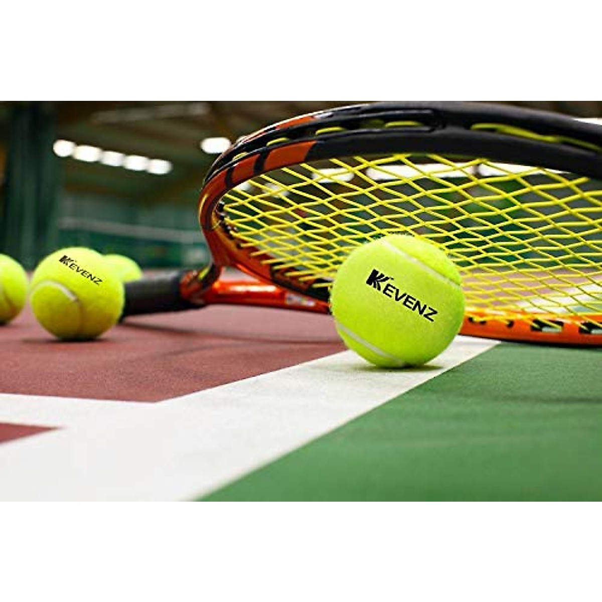 KEVENZ 12-Pack Green Advanced Training Tennis Balls,Practice Ball (Interlocked Wool Fiber)