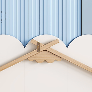 KEIKI Twin House-Shaped Bedside Floor Bed with Guardrails, Slats, Without Door,Natural