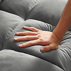 FANYE Loveseat Pull Out Sleeper Bed,2 Seater Sofa & Couch W/Adjustable Backrest Home Apartment Office Living Room Furniture Sets Sofabed, Gray Twin Velvet Two Pillows Both Side Pockets