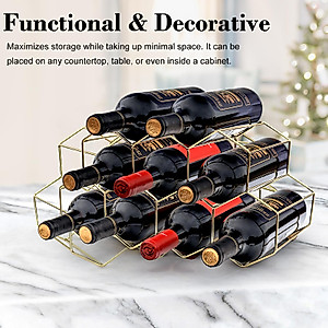 Countertop Wine Rack, Small Wine Rack for inside Cabinet, Gold Wire Wine Rack Holder, Wine Stand Metal Wine Rack for small spaces, Counter Wine Bottle Holder, Tabletop Wine Holder Rack for Kitchen Bar