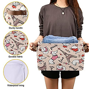 xigua Paris Eiffel Tower Storage Basket Storage Bin Organizer Basket, Foldable Rectangular Storage Box with Handles for Home Office