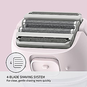 Panasonic Close Curves Electric Shaver for Women, Cordless 4-Blade Shaver, Bikini Attachment, Pop-Up Trimmer, Wet Dry Operation - ES-WL80-V (Purple)