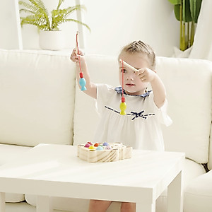 Montessori Magnetic Wooden Fishing Game for Toddlers 3 4 5 Years Old, Preschool Fine Motor Skill Learning Hand Eye Coordination Fishing Toy, Great Gifts for Children Boys and Girls