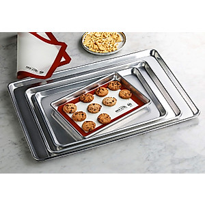 New Star Foodservice 36930 Commercial-Grade 18-Gauge Aluminum Sheet Pan/Bun Pan, 18" L x 26" W x 1" H (Full Size) Pack of 12 | Measure Oven (Recommended)