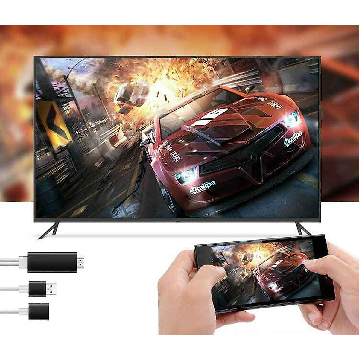 VAKABOX HD USB to HDMI Digital AV Adapter Cable Plug and Play Miracast AirPlay Mirroring HDTV Adapter Compatible with iPhone 12/11/XR XS/8/8Plus, 7/7S/6/6S, Android 5.0 or Higher Smartphones, Tablets