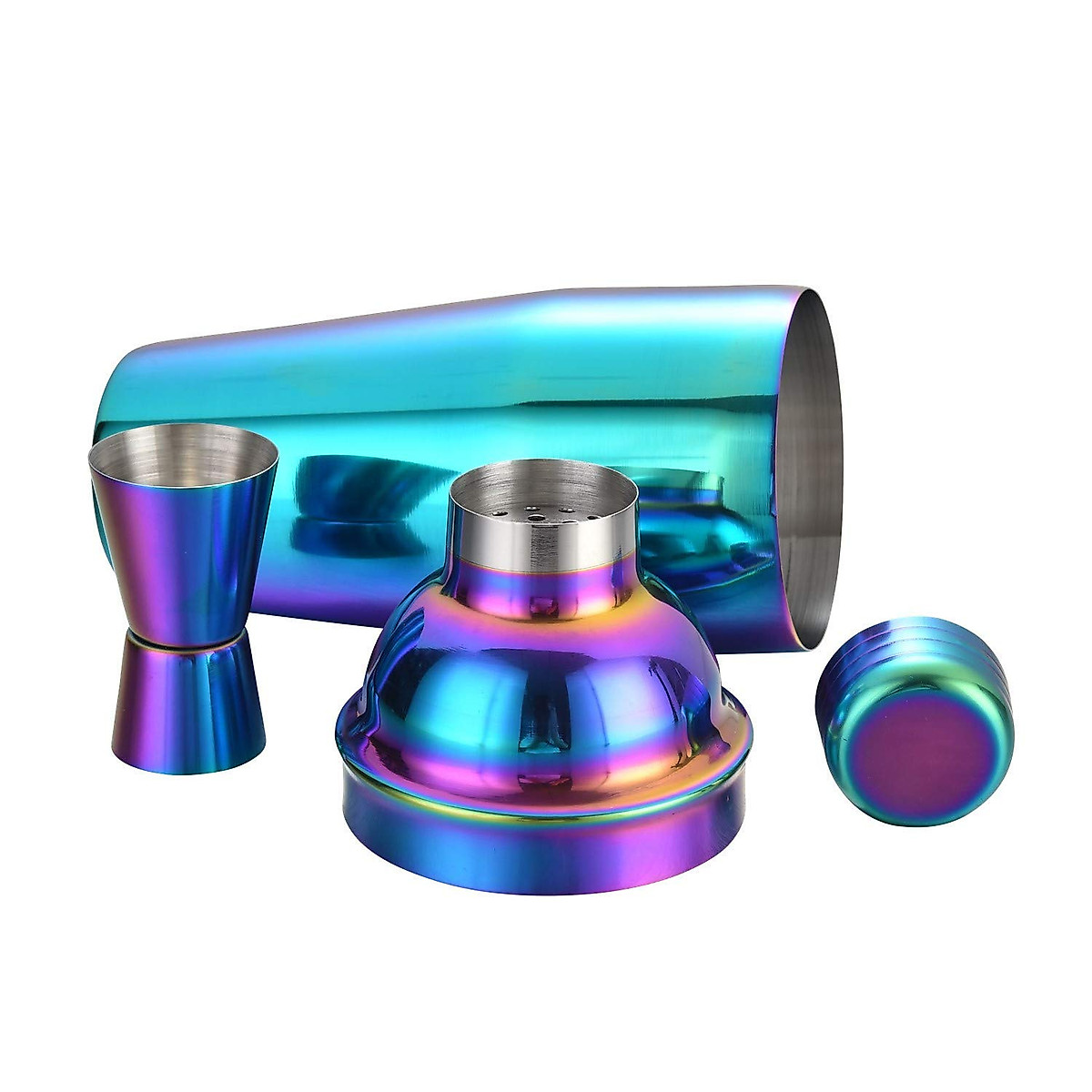 24 oz Cocktail Shaker Bartender Set, Stainless Steel Martini Shaker with Built-in Bartender Strainer & Popular Cocktail Recipes Booklet, Professional Bartender Tool for Home or Bar