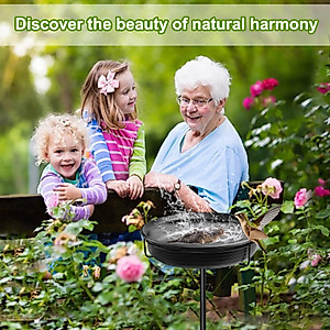 AUHOKY Freestanding Birdbaths Bowl for Outdoor, Lightweight Detachable Outdoor Bird Bath with Sturdy Metal Stake, Adjustable Birdfeeder for Garden Patio Yard Lawn Decoration (Black)