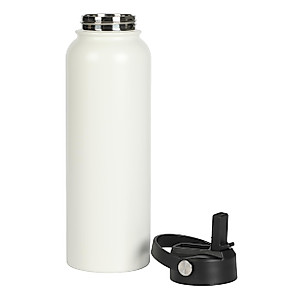 Gibson Home Marina Thermal Insulated 38 OZ Bottle W/Straw, Leak Proof, Vacuum Double Walled Stainless Steel Sports Flask W/Handle, BPA Free