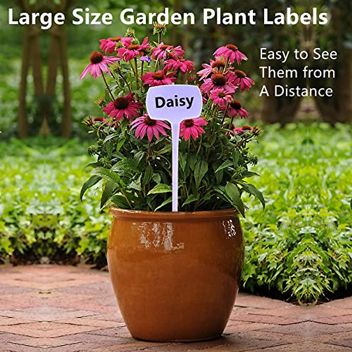 Extra Large Plant Labels, 14.1'' Tall Garden Markers for Plants Outdoor Waterproof T-Type Tags, Plastic Garden Labels for Herbs, Flowers, Vegetable, Seedlings with a Marker Pen (12PCS)