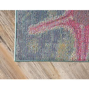 Unique Loom Positano Collection Coastal Modern Bright Colors Starfish Navy Blue Area Rug (4' x 6')