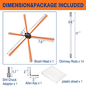 HOXHA Chimney Sweep Kit Chimney Cleaner with Nylon Flexible Rods Chimney Cleaning Kit Tool Driven by Rotary Drill Chimney Brush Kit with Button Locking for Fireplace Flue