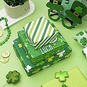 Whaline 120 Sheet St. Patrick's Day Tissue Paper Shamrock Wrapping Paper Lucky Clover Gift Wrapping Paper Irish Holiday Art Paper for Home DIY Gift Bags Party Favor Decor, 14 x 20 Inch