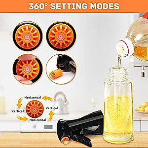 Olive Oil Sprayer for Cooking,Rotatable Nozzle Olive Oil Spray Bottle 200ml/7oz Vinegar Dispenser with Brush Leak Proof Oil Sprayer for Kitchen, Cooking, Baking,Salad, BBQ,Roasting